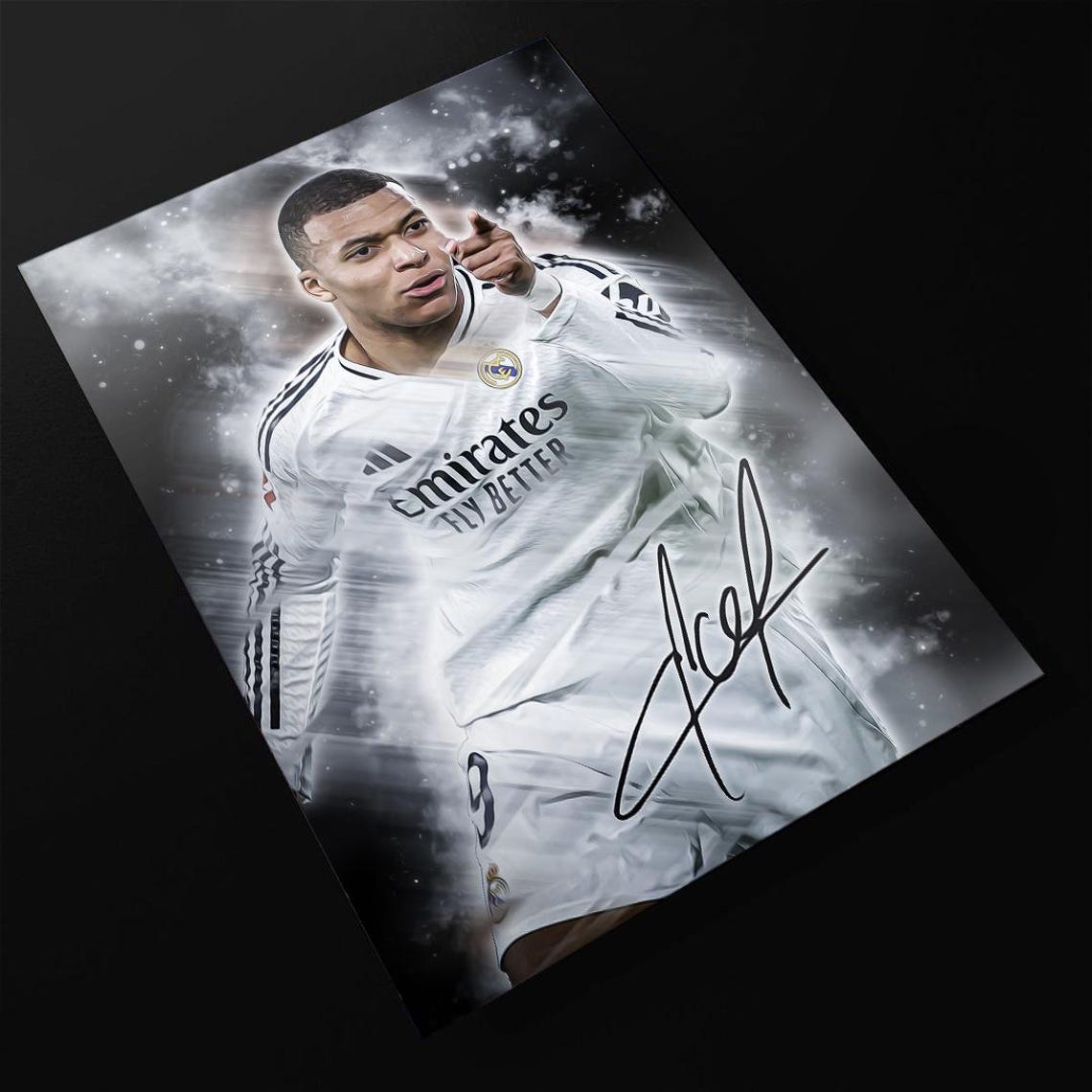 Kylian Mbappe Signature Football Poster: Soccer Star Art, Football ...