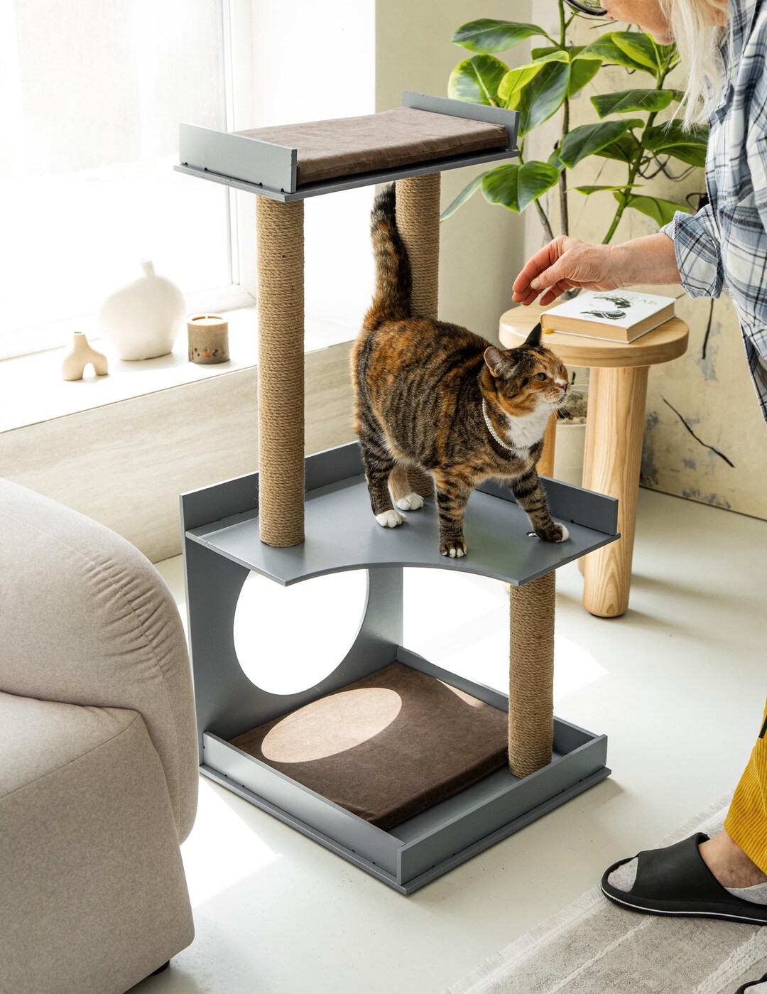 Eco-friendly Cat Scratcher, Compact Sisal Cat Scratching Tower ...