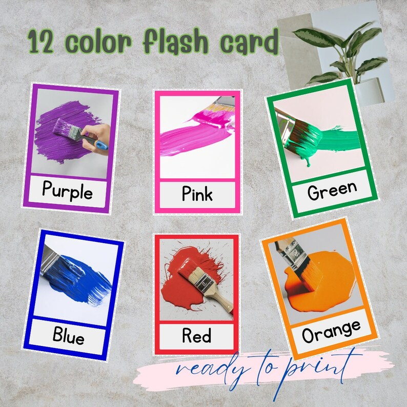 12 Color Flash Cards, Kids Flashcards, Pre-school Cards, Educational ...