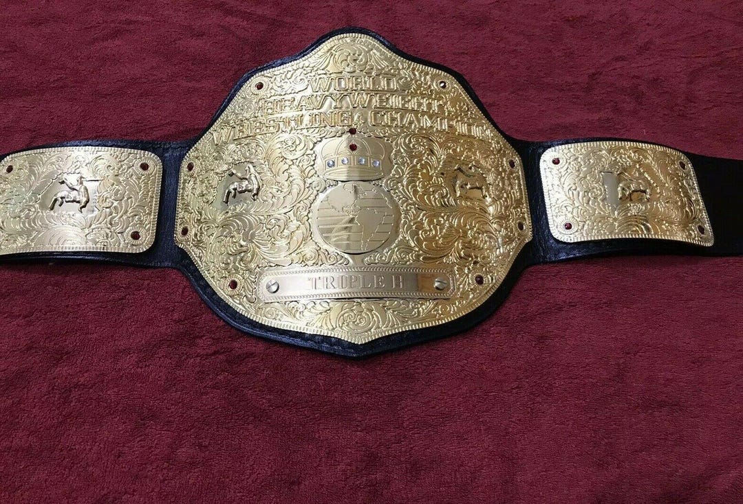 BIG GOLD BELT Championship Wrestling Title Belt Nwa Replica Wwe Wwf ...