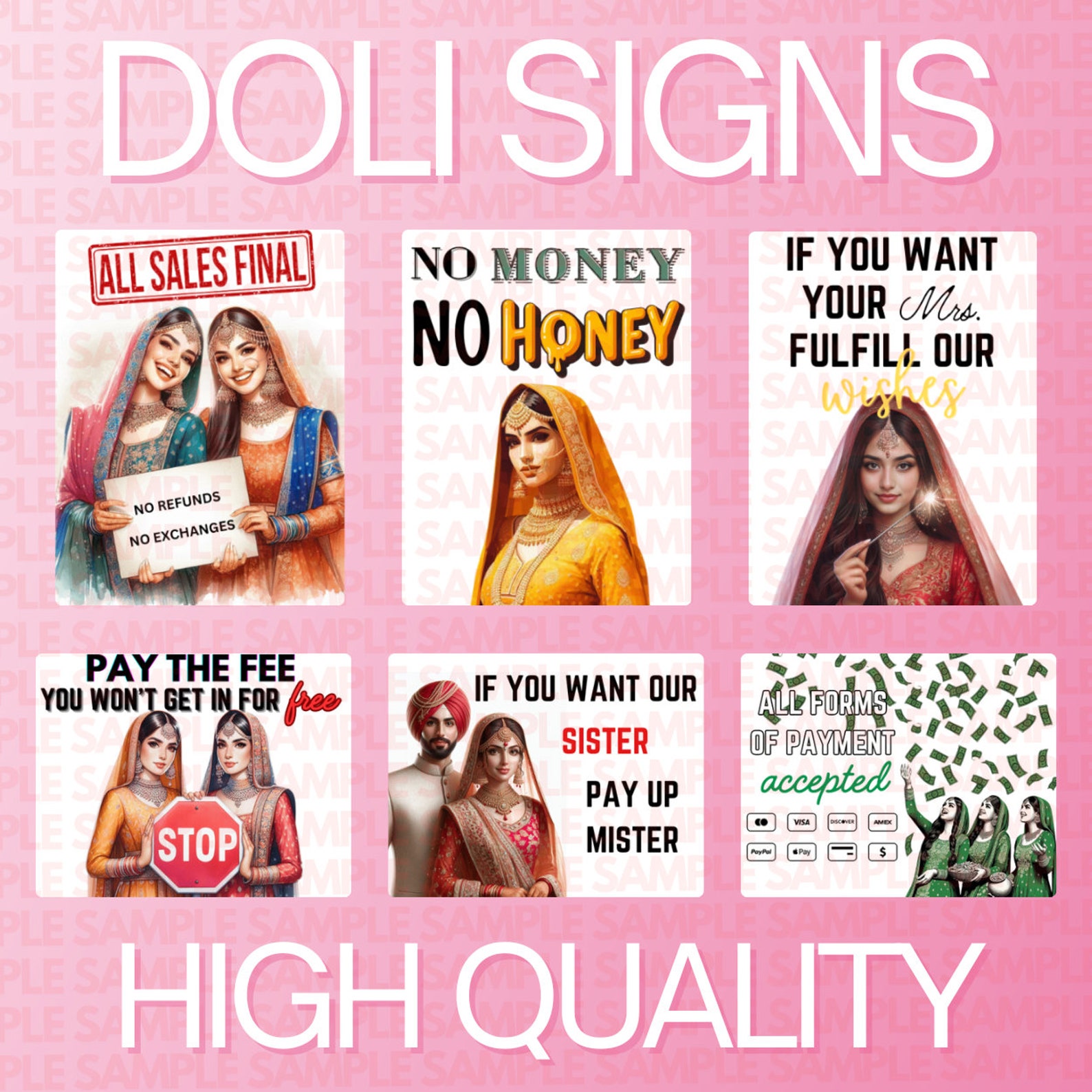 Doli Signs Indian Bride Sign Ribbon Ceremony Bridal Party Sign Easy to ...