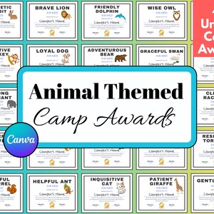 40 Customizable Camp Awards, Fun Animal Themed Personalized ...