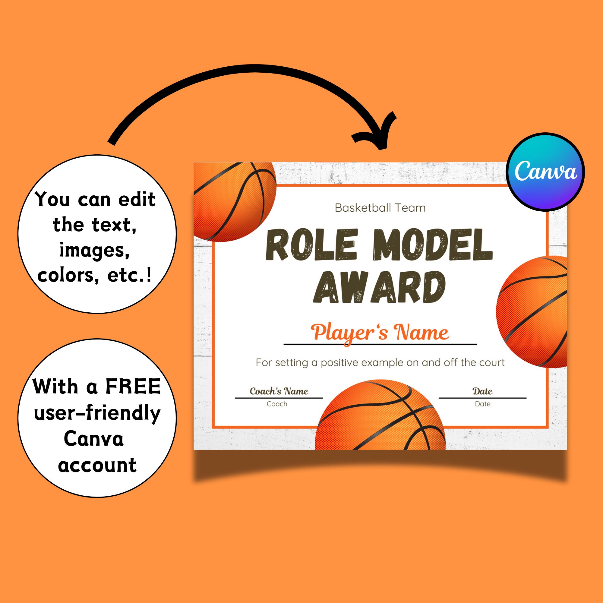 Editable Basketball Award Certificates, Basketball Award Ceremony ...