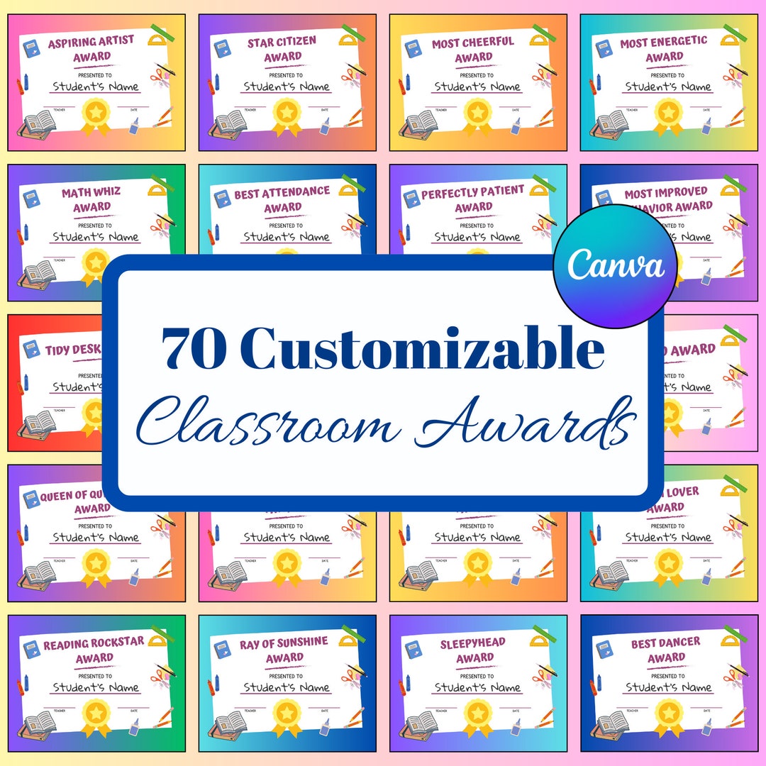 70 Student Award Certificates, Classroom End of Year Certificate ...