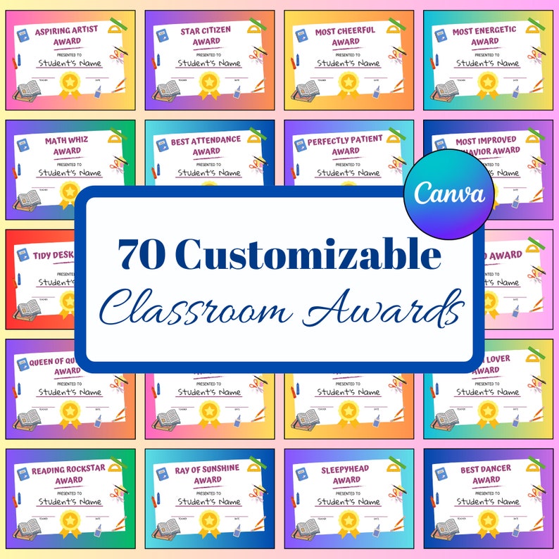70 Student Award Certificates, Classroom End of Year Certificate ...