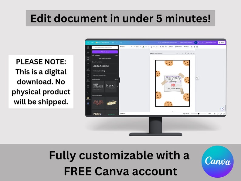 If You Give a Birthday Girl a Cookie Digital Download Gift, Birthday ...