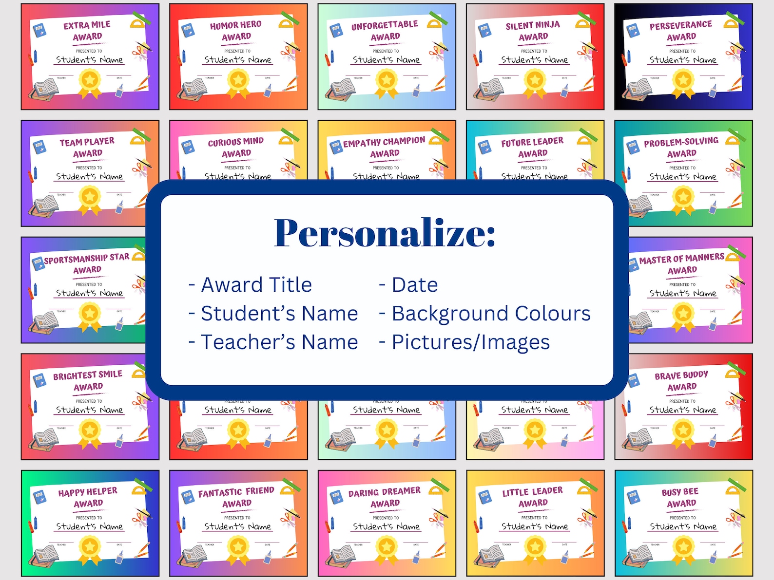 70 Student Award Certificates, Classroom End of Year Certificate ...