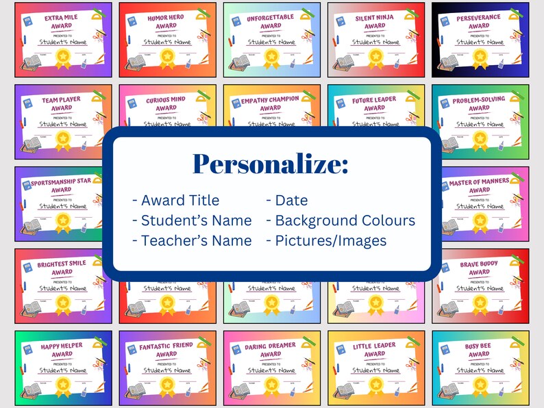 70 Student Award Certificates, Classroom End of Year Certificate ...
