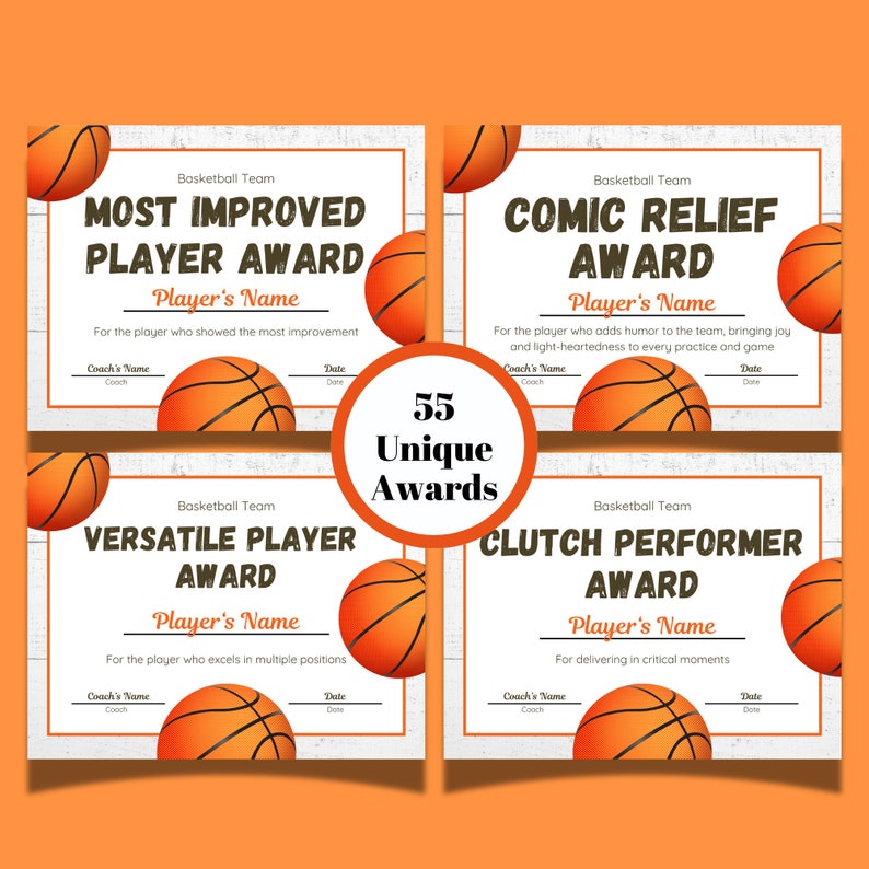 Editable Basketball Award Certificates, Basketball Award Ceremony ...