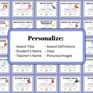 70 Student Award Certificates, Classroom End of Year Certificate ...
