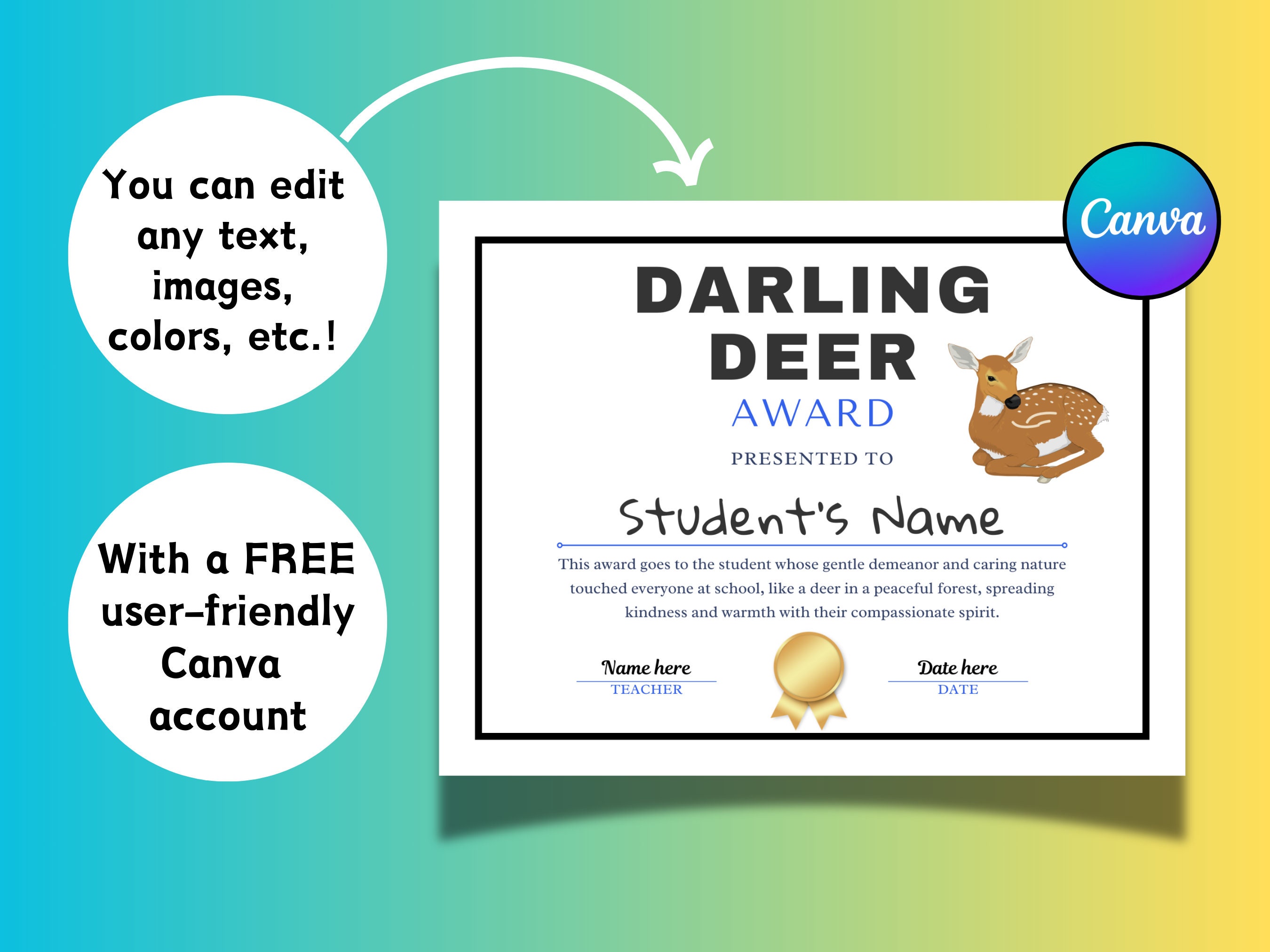 40 Animal Themed Student Award Certificates, Classroom End of Year ...