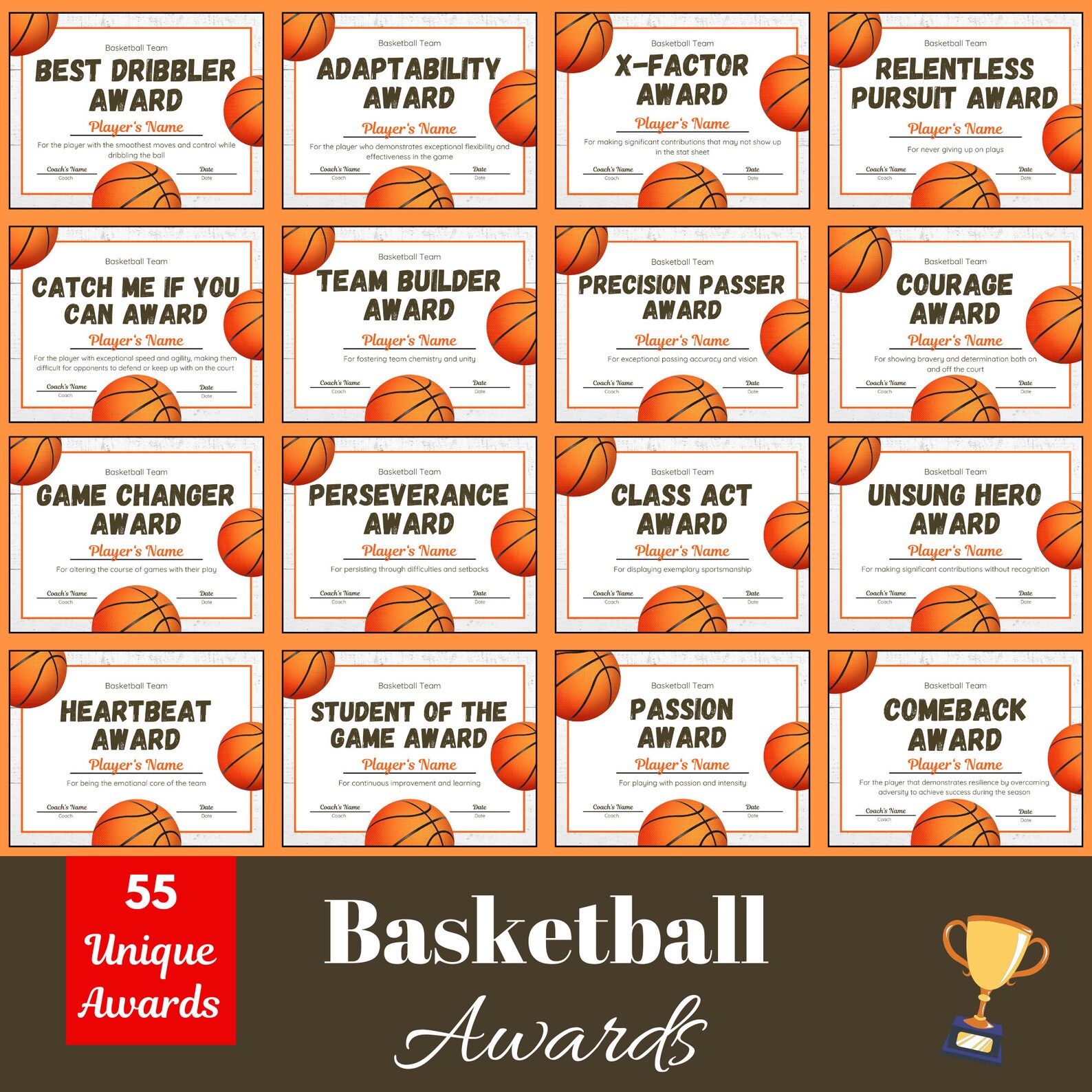 Editable Basketball Award Certificates, Basketball Award Ceremony ...