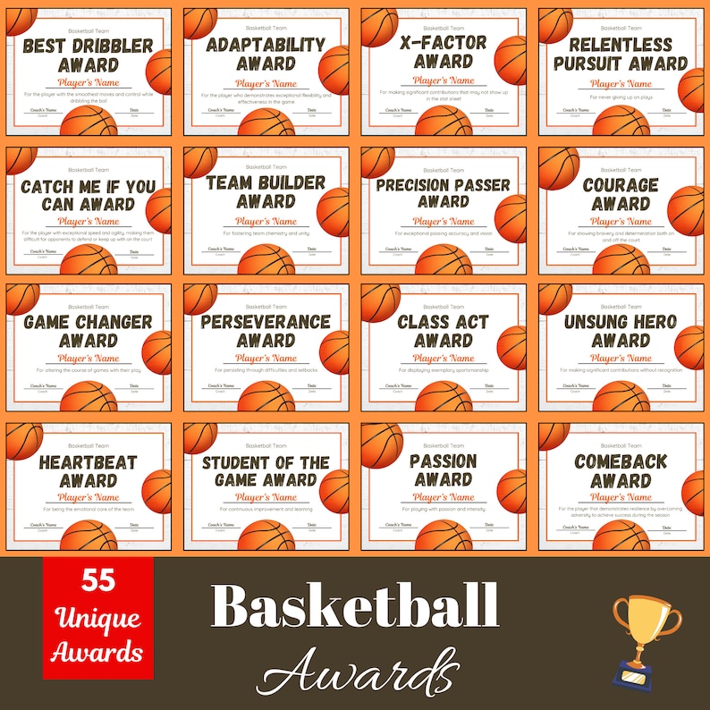 Editable Basketball Award Certificates, Basketball Award Ceremony ...