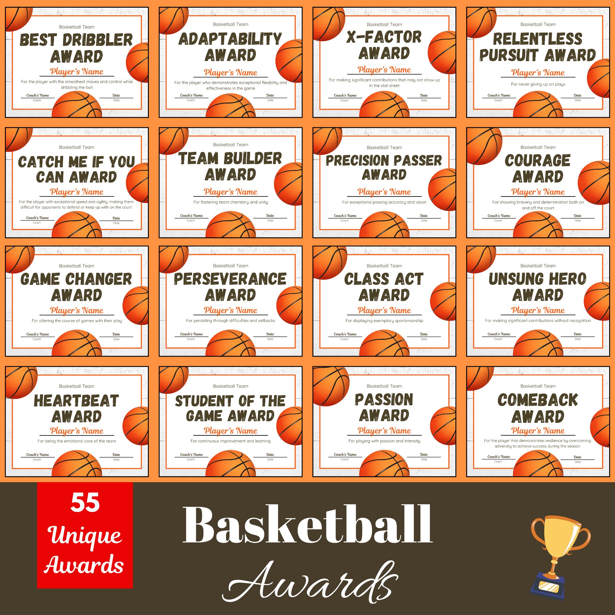 Editable Basketball Award Certificates, Basketball Award Ceremony ...