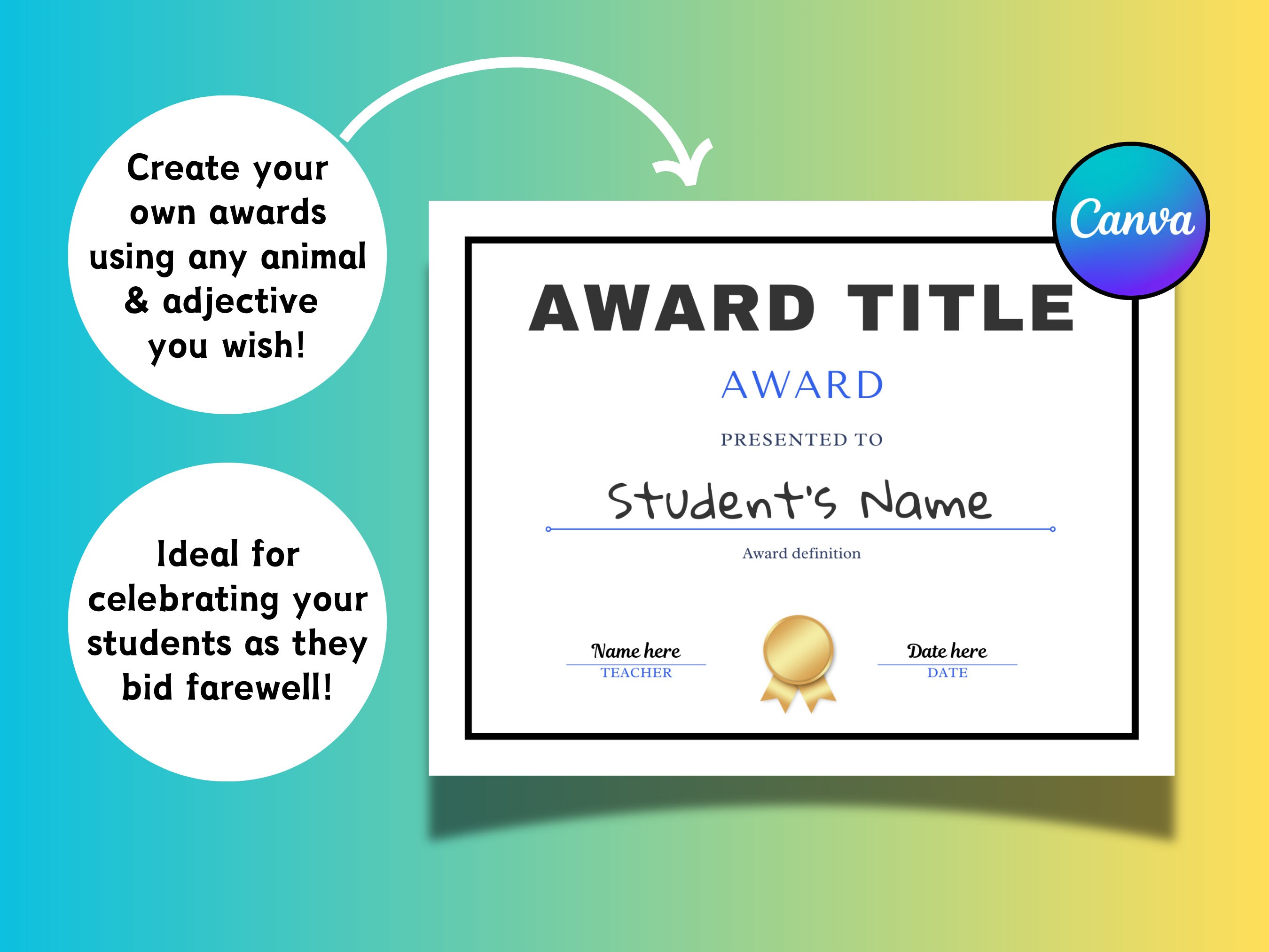 40 Animal Themed Student Award Certificates, Classroom End of Year ...