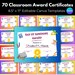 70 Student Award Certificates, Classroom End of Year Certificate ...