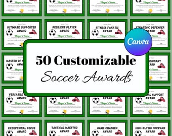End of Season Soccer Award, Editable Football Award Certificates, Canva ...