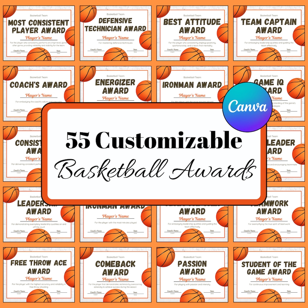Editable Basketball Award Certificates, Basketball Award Ceremony ...