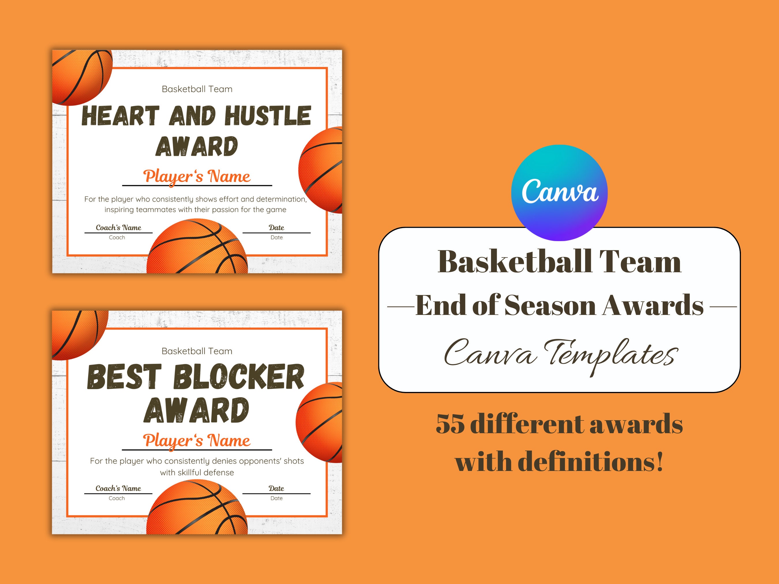 Editable Basketball Award Certificates, Basketball Award Ceremony ...