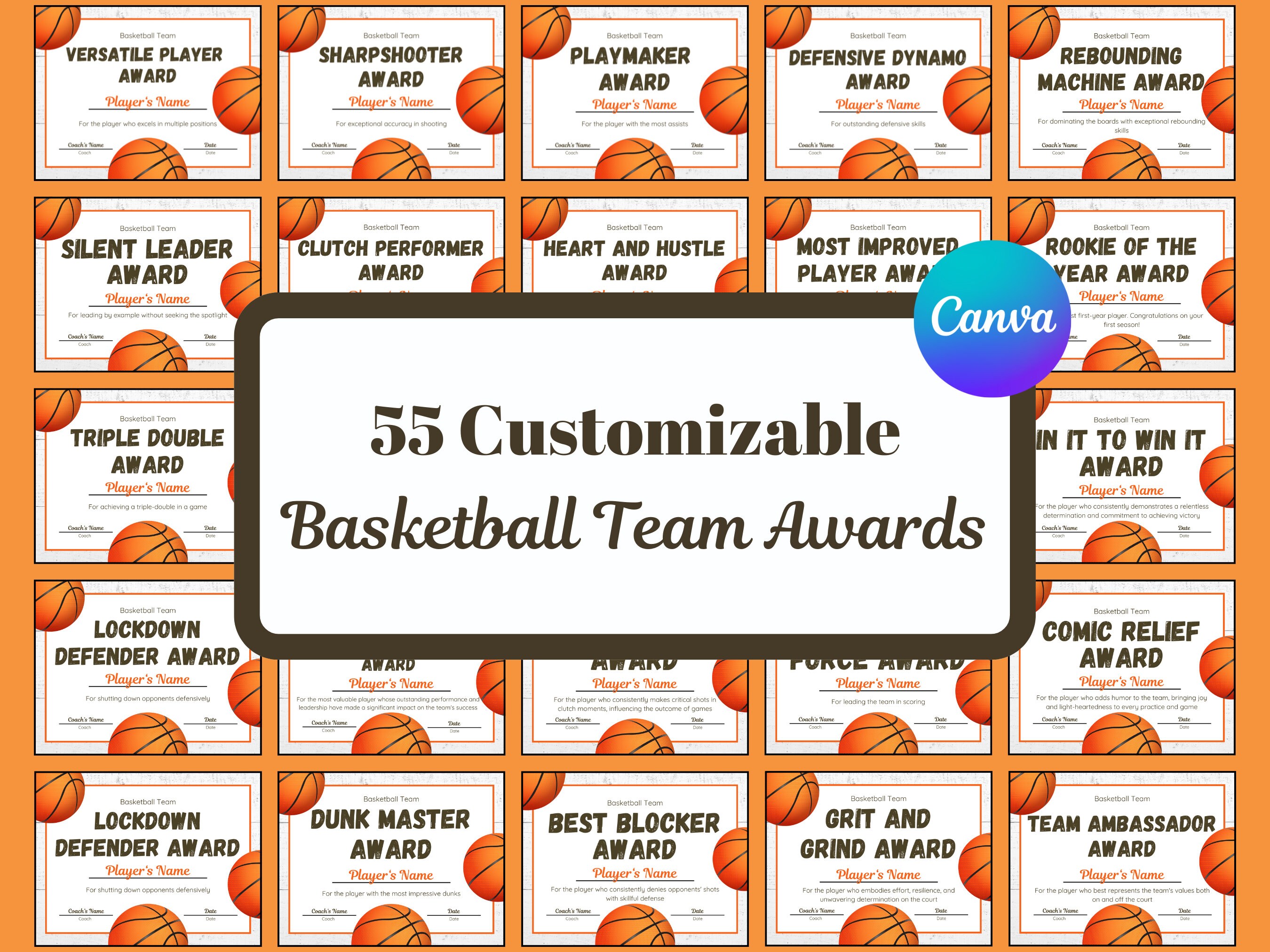 Editable Basketball Award Certificates, Basketball Award Ceremony ...