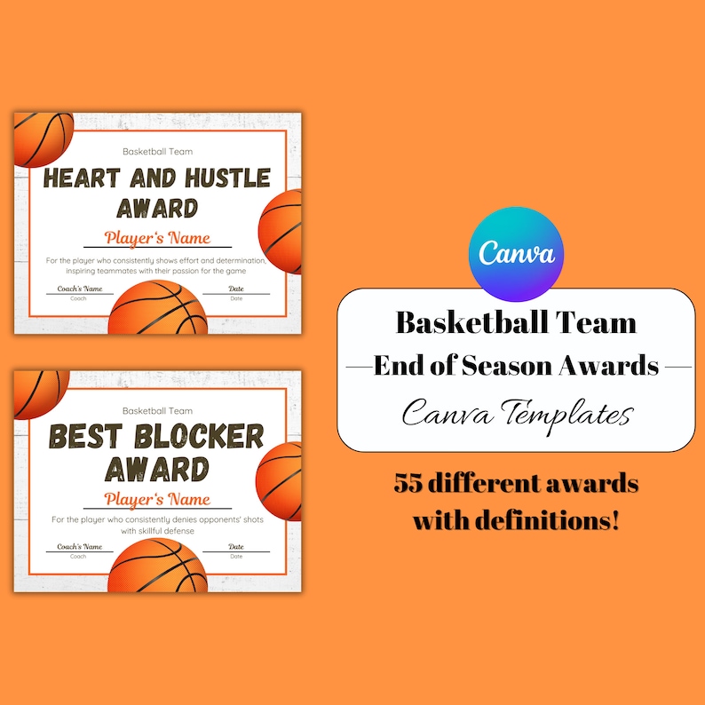 Editable Basketball Award Certificates, Basketball Award Ceremony ...