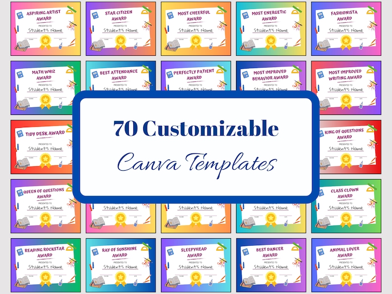70 Student Award Certificates, Classroom End of Year Certificate ...