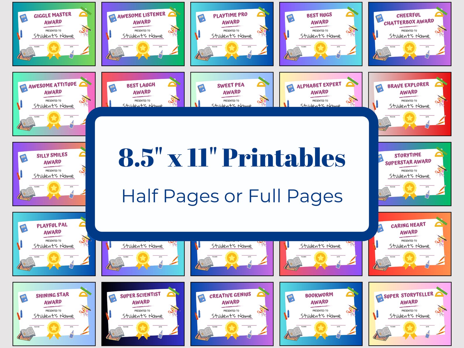 70 Student Award Certificates, Classroom End of Year Certificate ...