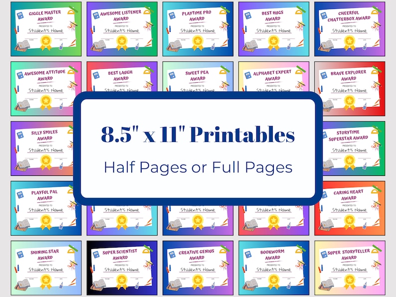70 Student Award Certificates, Classroom End of Year Certificate ...