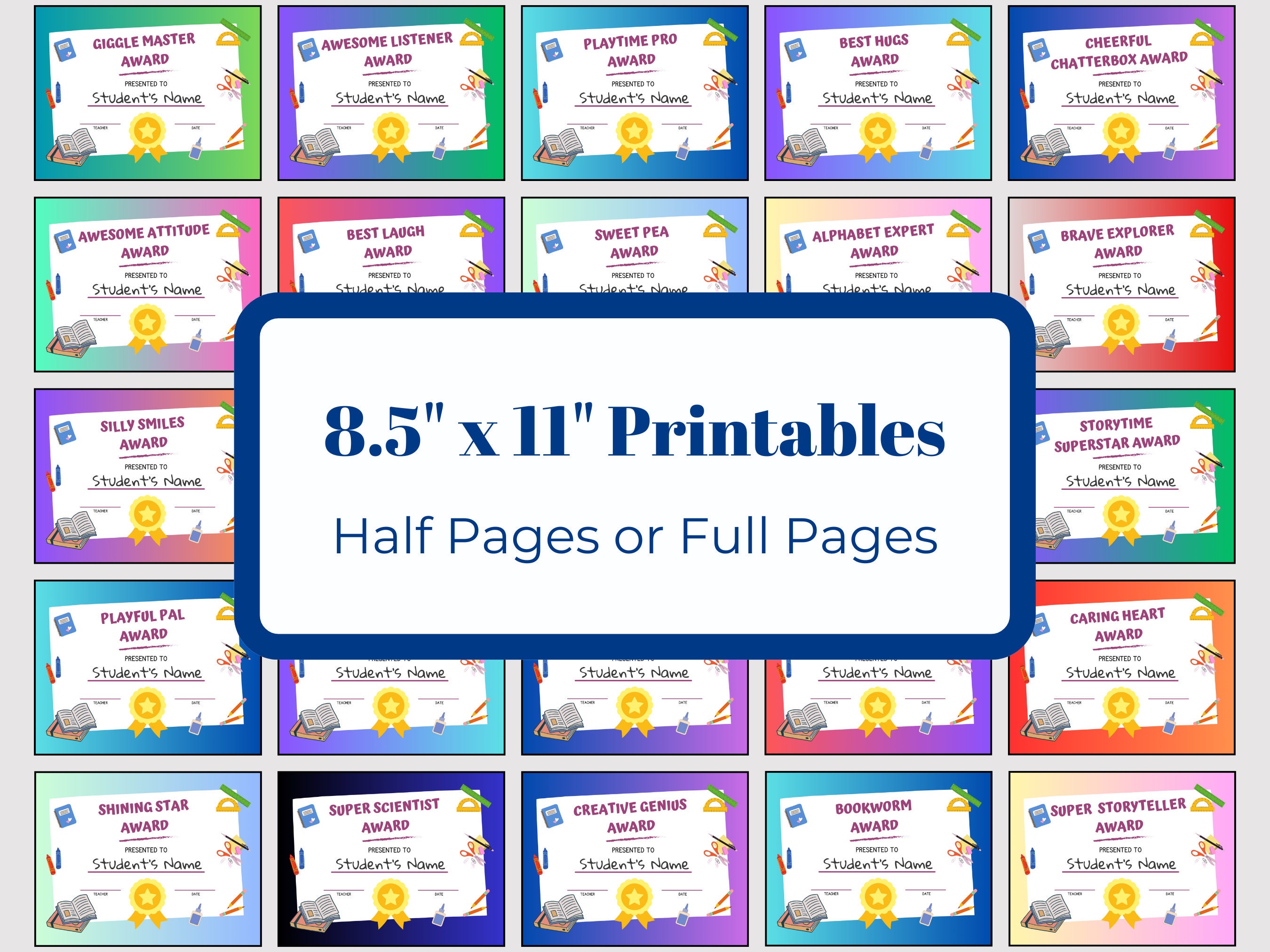 70 Student Award Certificates, Classroom End of Year Certificate ...