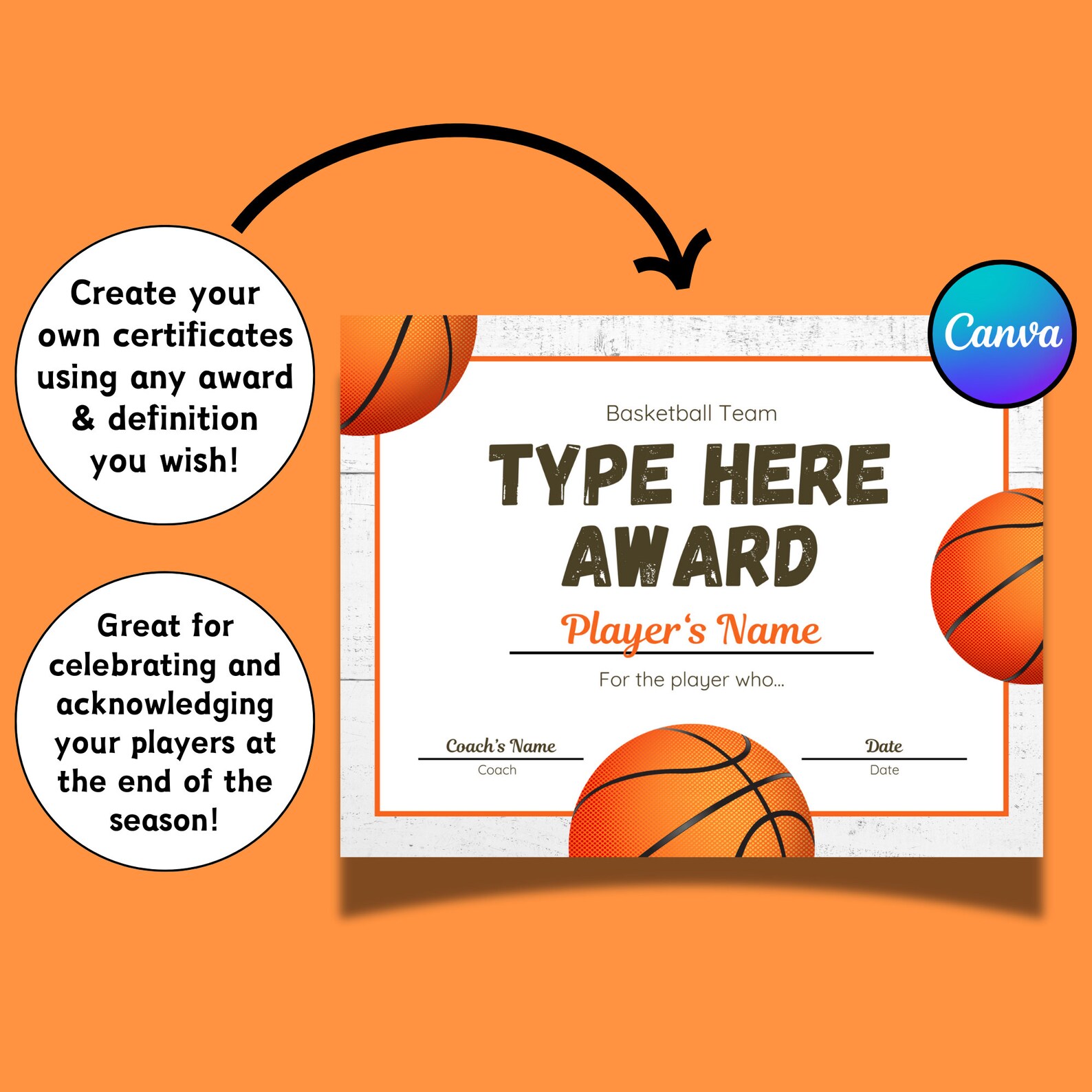 Editable Basketball Award Certificates, Basketball Award Ceremony ...