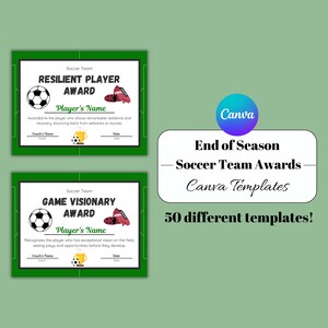 Soccer Award Certificates Editable in Canva, End of Season Soccer Team ...