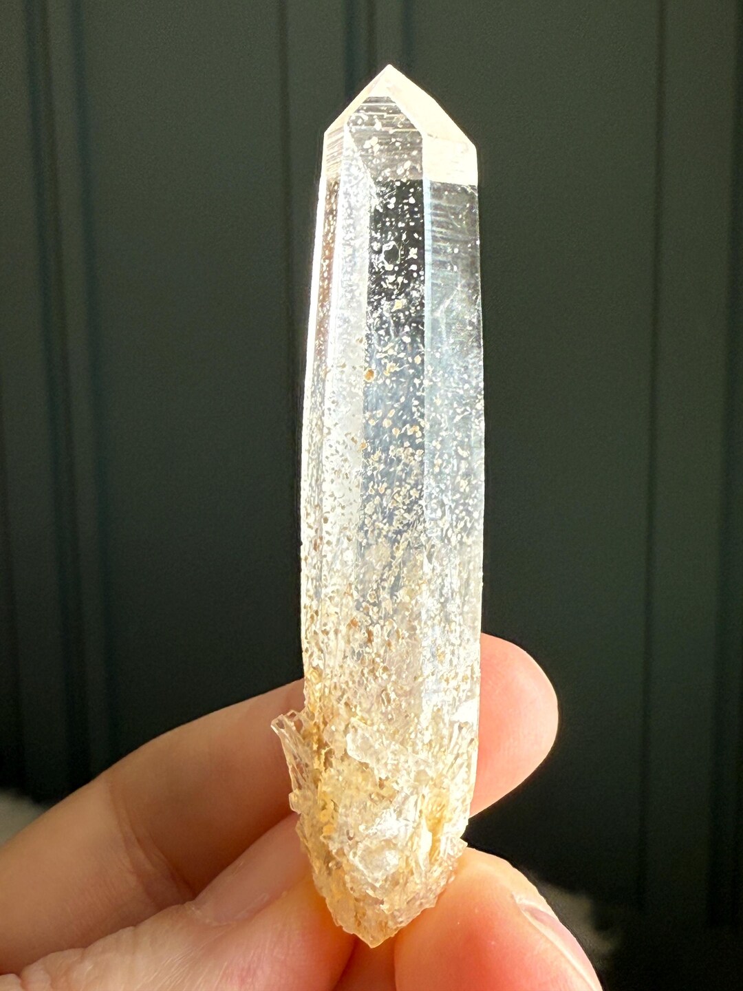 Colombian Blue Smoke + Golden Healer Lemurian Quartz Point, Rare ...