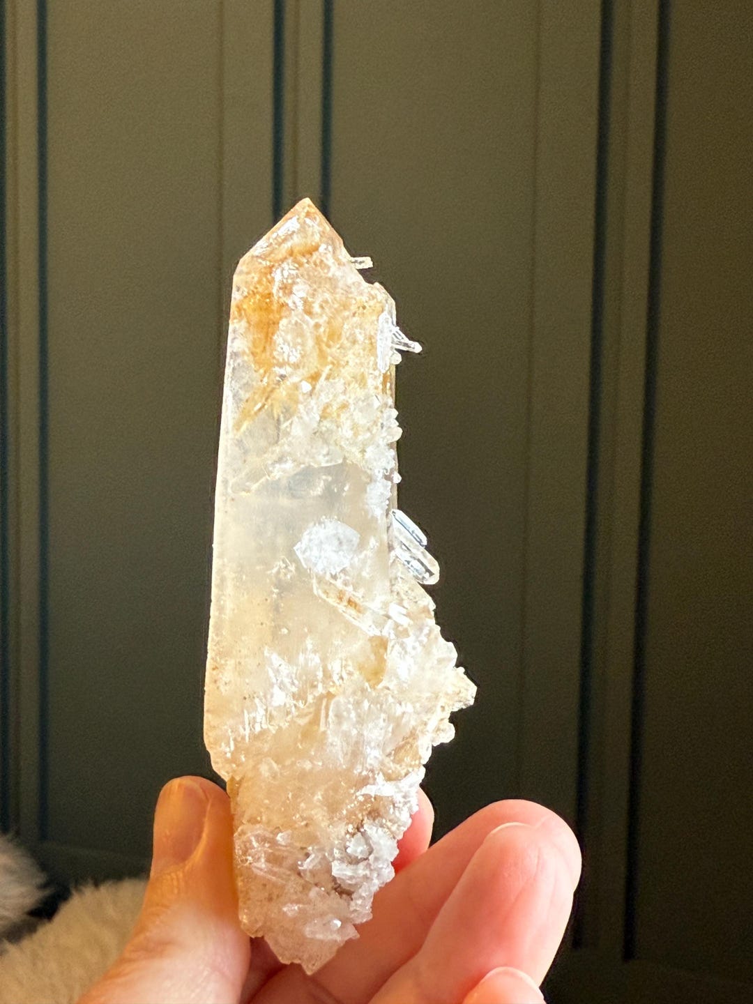 Colombian Blue Smoke + Golden Healer Lemurian Quartz Point, Rare ...