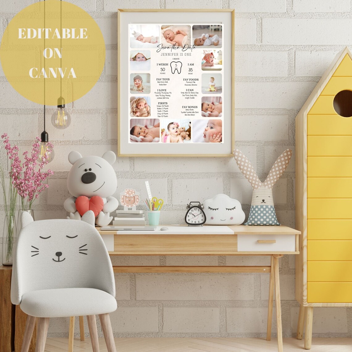 Baby One Year Milestone Poster, Printable Milestone Poster, Baby's ...