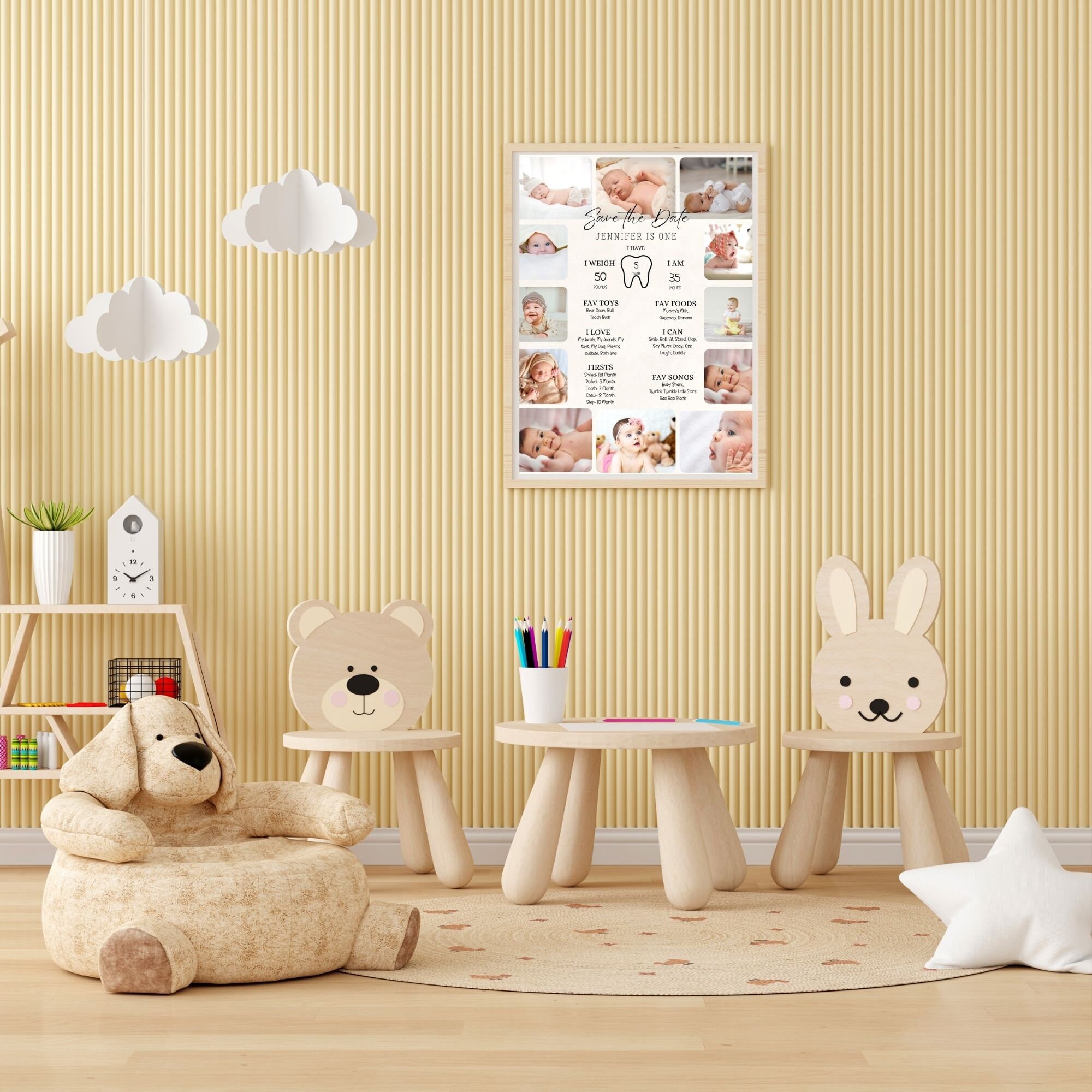 Baby One Year Milestone Poster, Printable Milestone Poster, Baby's ...