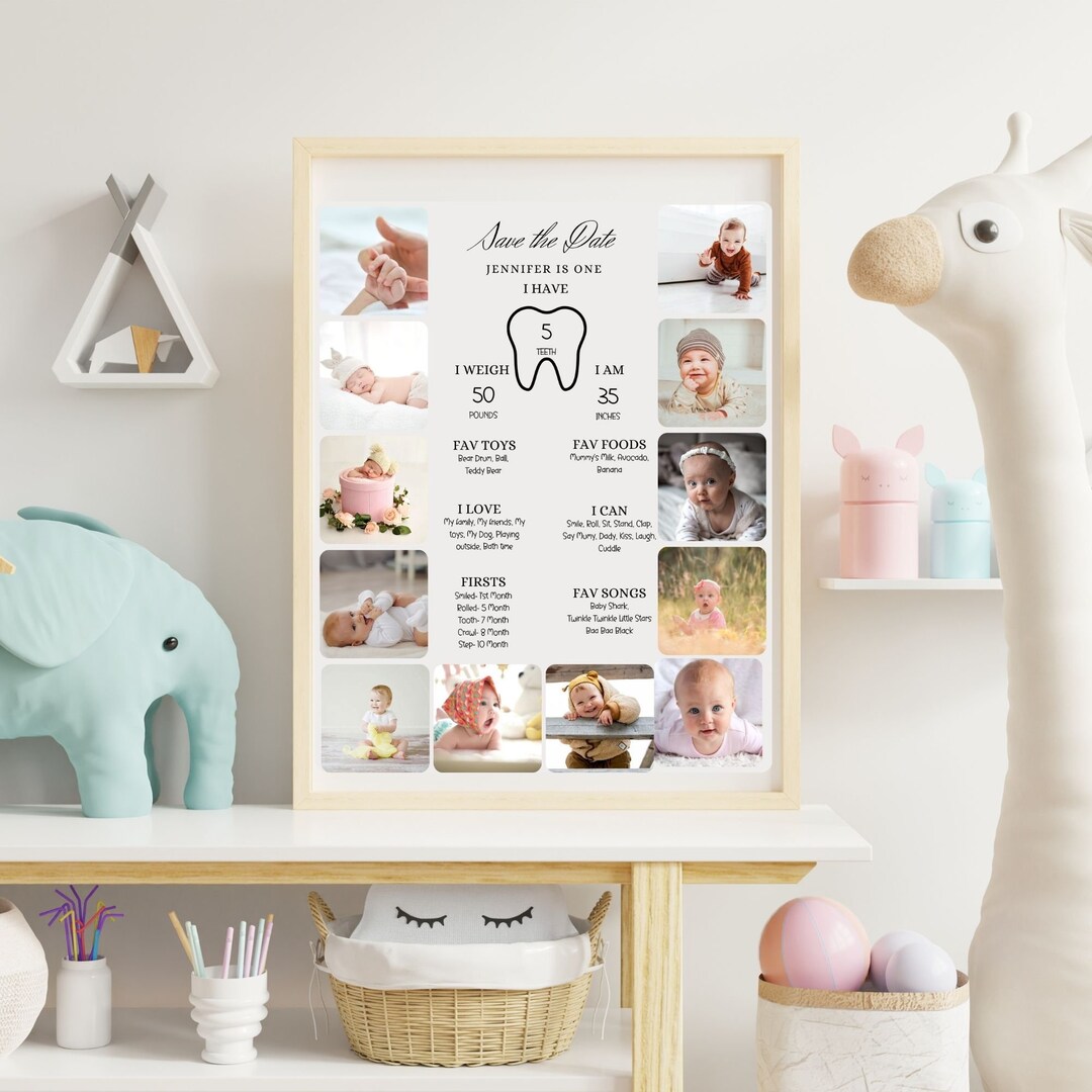Baby One Year Milestone Poster, Printable Milestone Poster, Baby's ...