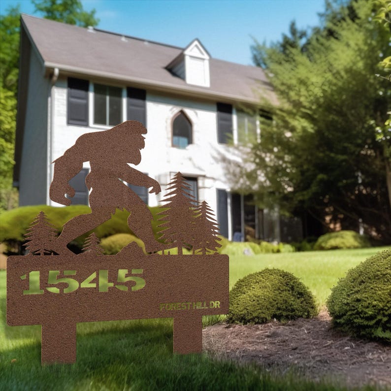 Bigfoot Metal House Sign Custom Sasquatch Address Sign Personalized ...