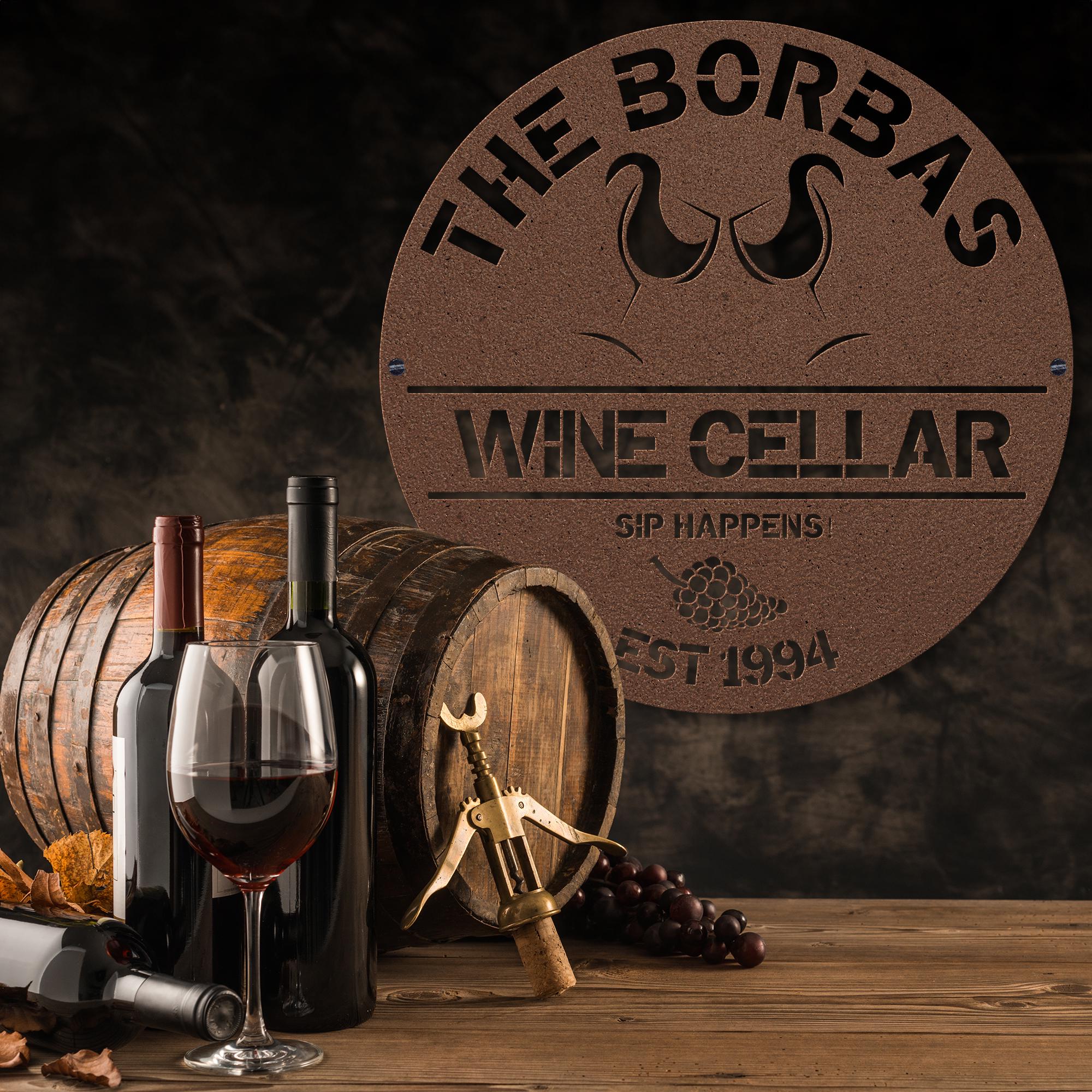 Custom Wine Cellar Decor Personalized Metal Bar Sign Rustic Wine ...