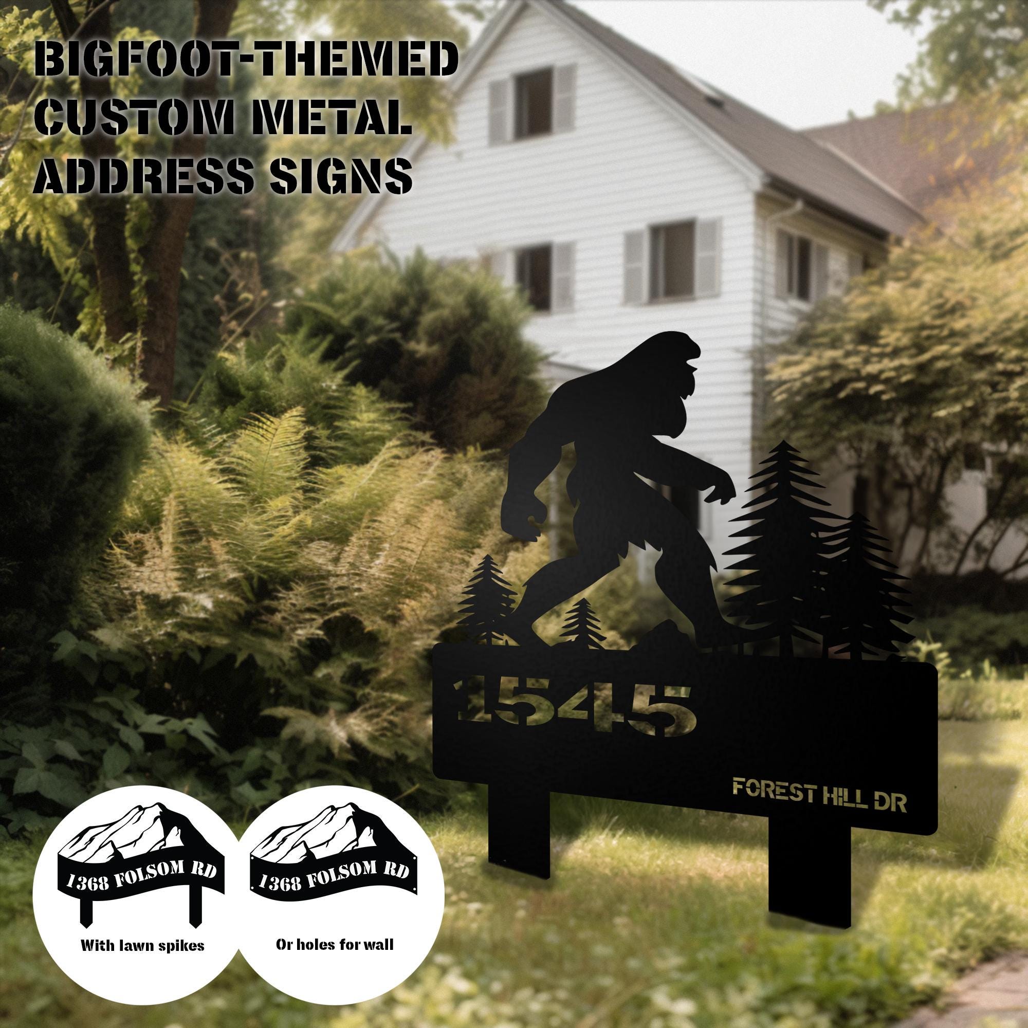 Bigfoot Metal House Sign Custom Sasquatch Address Sign Personalized ...