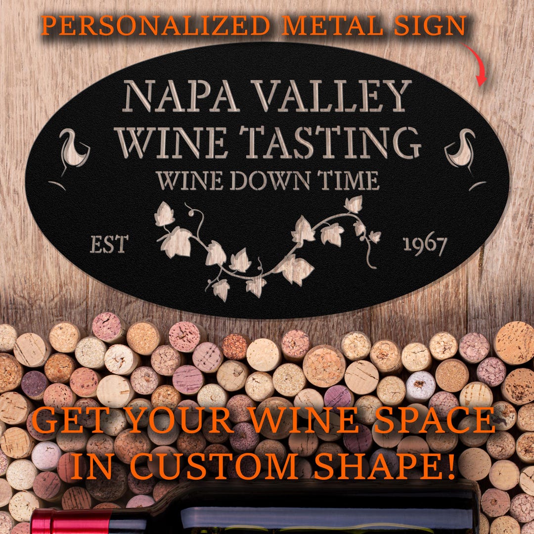 Personalized Wine Cellar Metal Sign Family Name Wine Bar Decor Custom ...