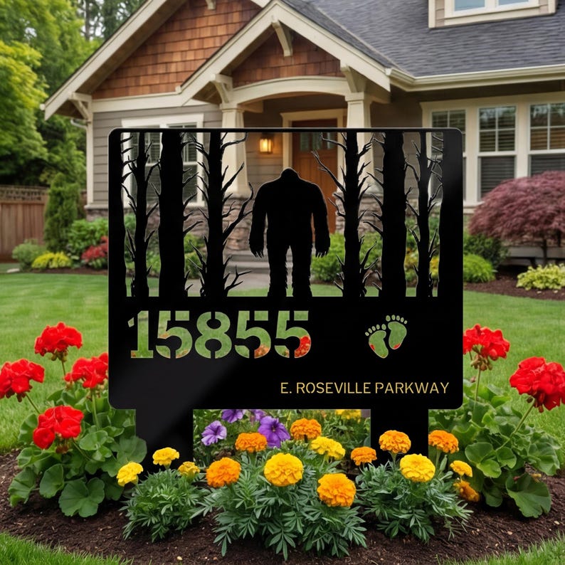 Bigfoot Metal House Sign Custom Sasquatch Address Sign Personalized ...