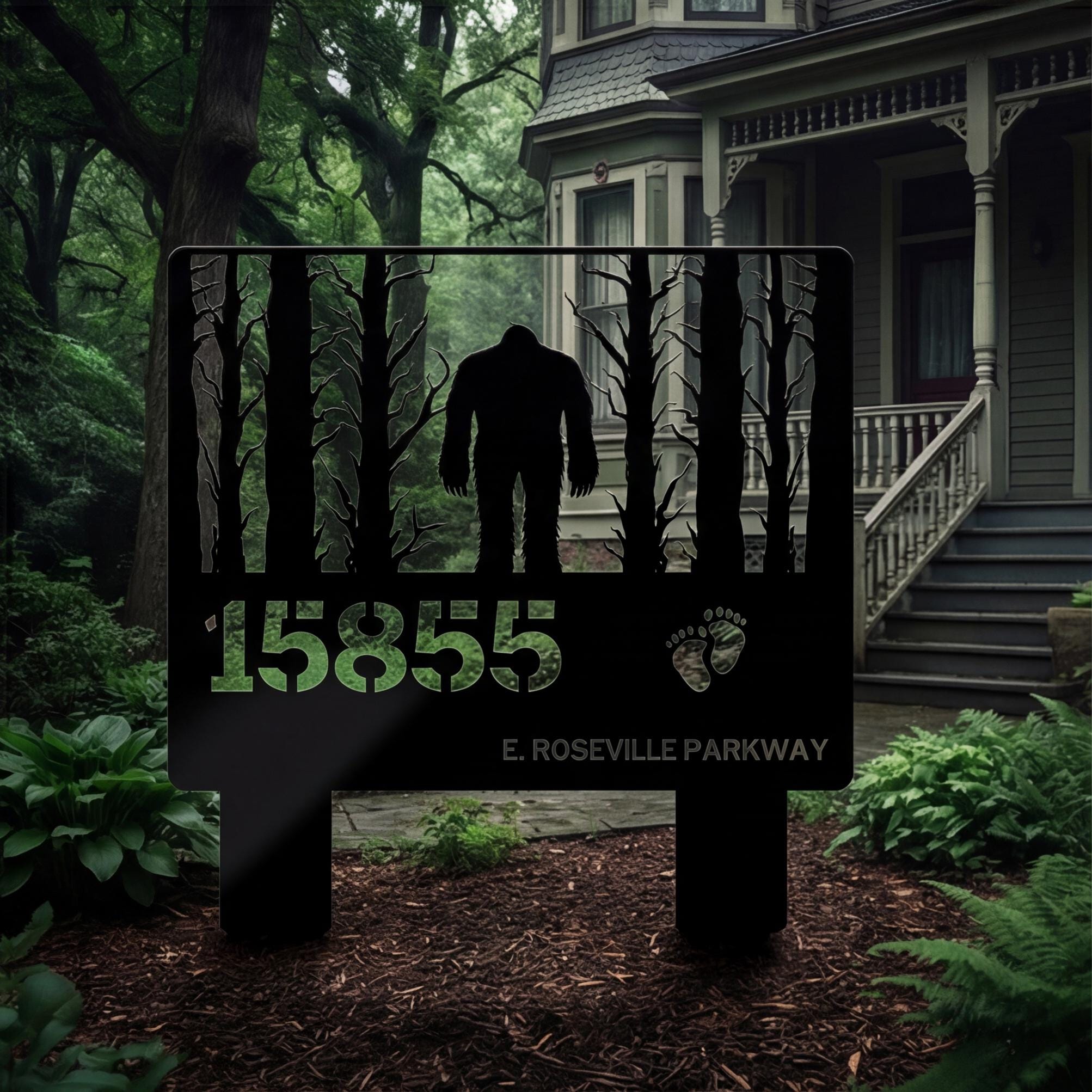 Bigfoot Metal House Sign Custom Sasquatch Address Sign Personalized ...