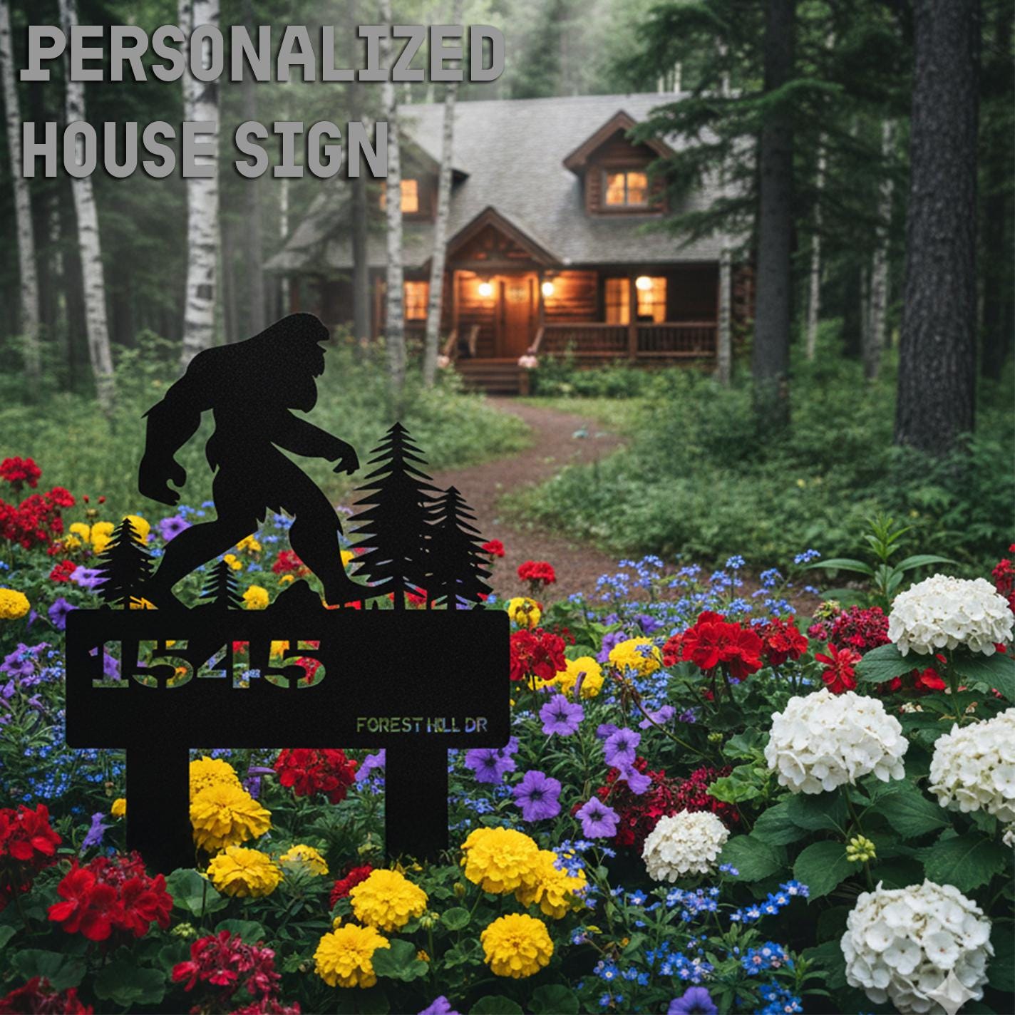 Bigfoot Metal House Sign Custom Sasquatch Address Sign Personalized ...