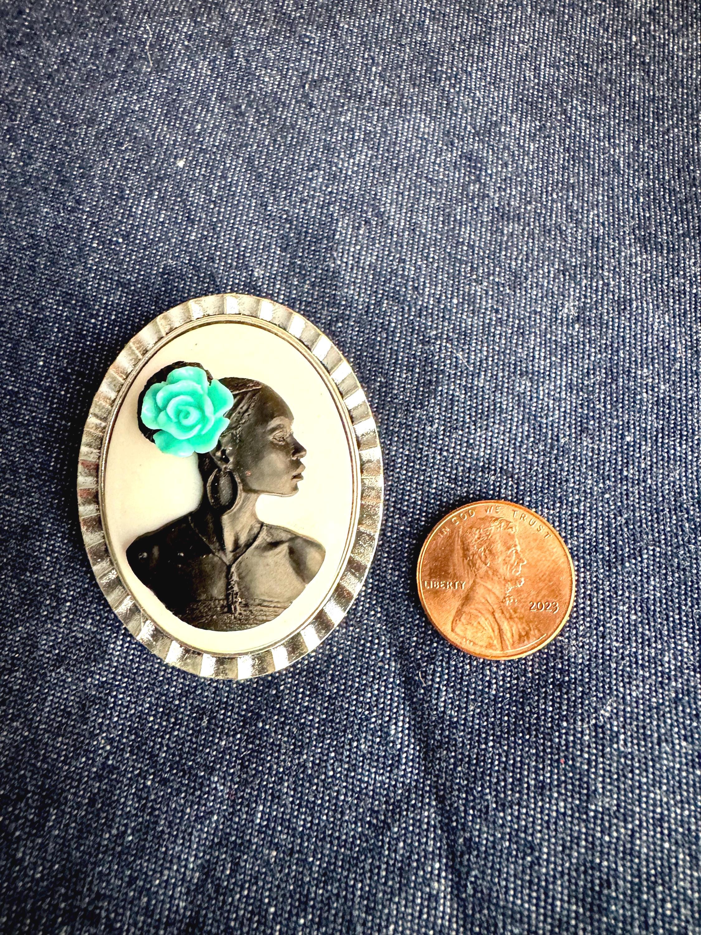 Gullah Geechee O’oman Fleur Cameo | Turquoise Green Rose - Etsy