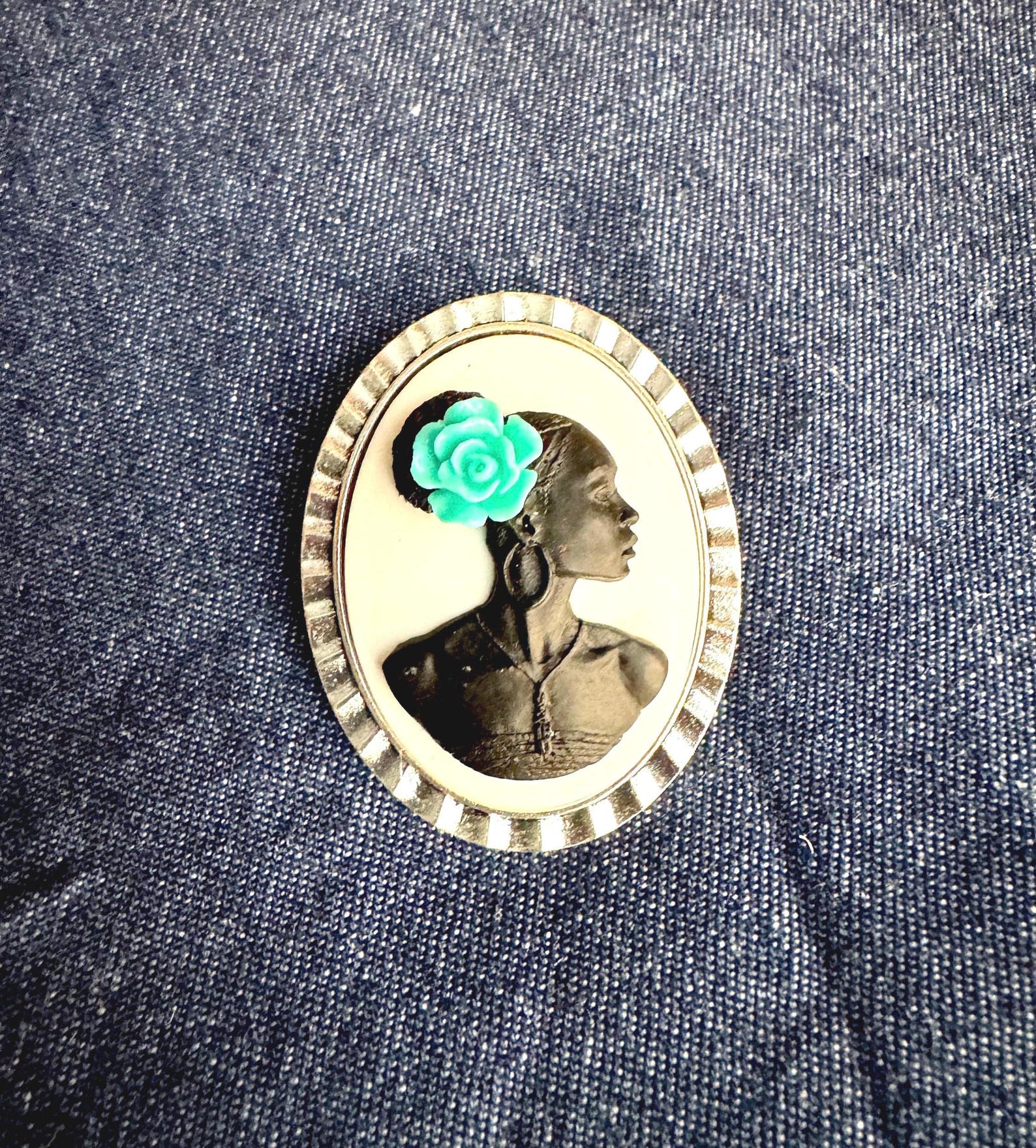 Gullah Geechee O’oman Fleur Cameo | Turquoise Green Rose - Etsy