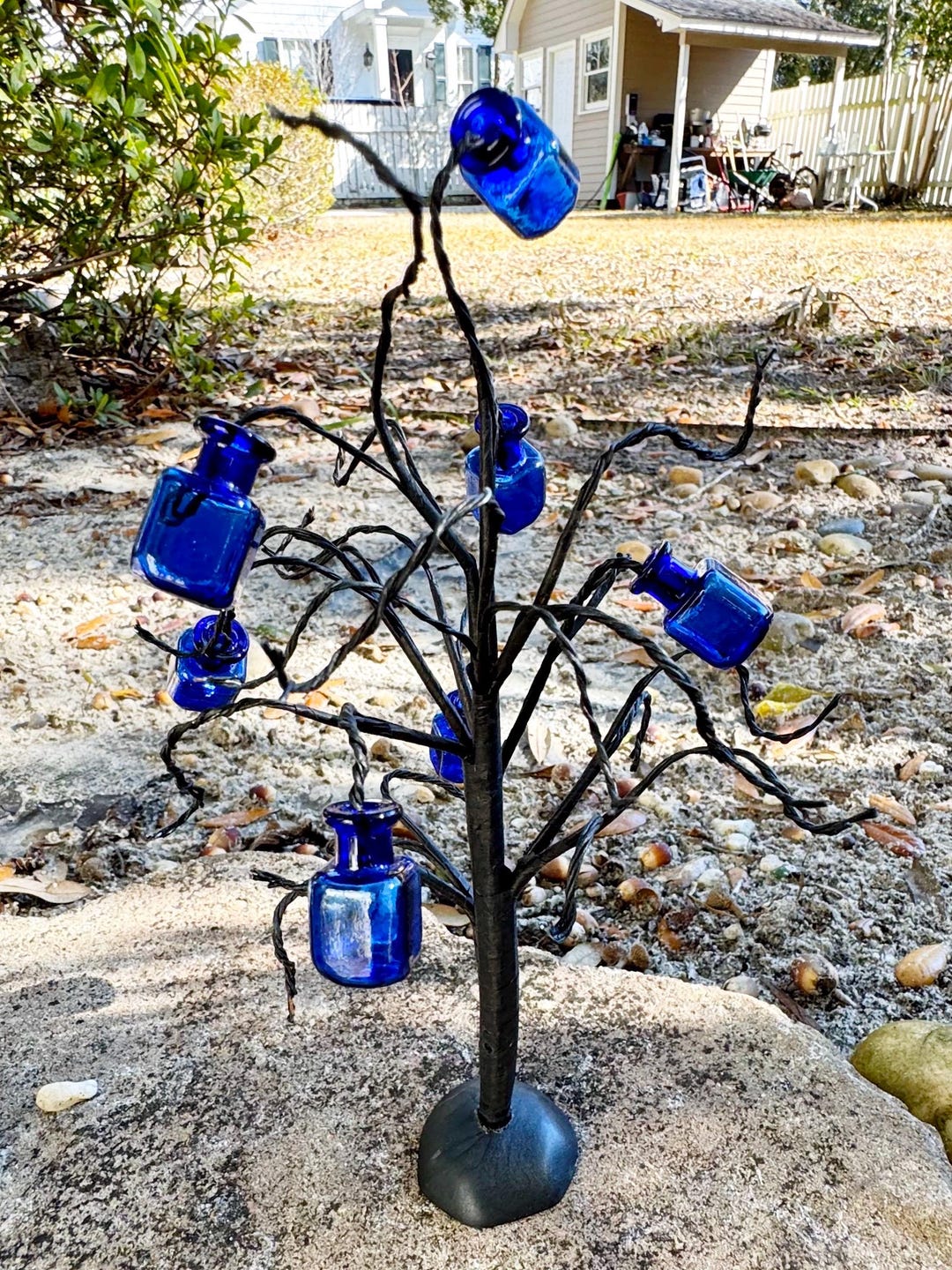 Gullah Geechee Blue Bottle Tree - Etsy