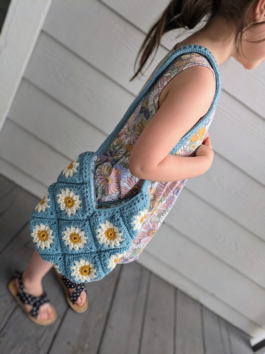 Crocheted Daisy Granny Square Bag - Etsy