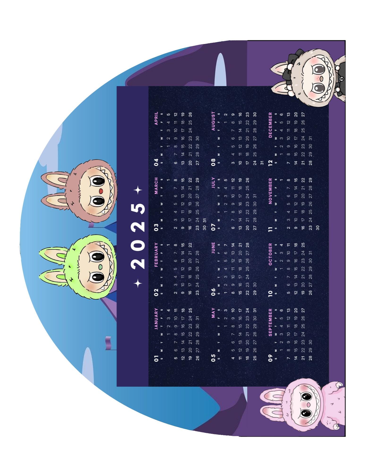 Labubu Monsters Arch Shaped 2025 Calendar Fan - Etsy