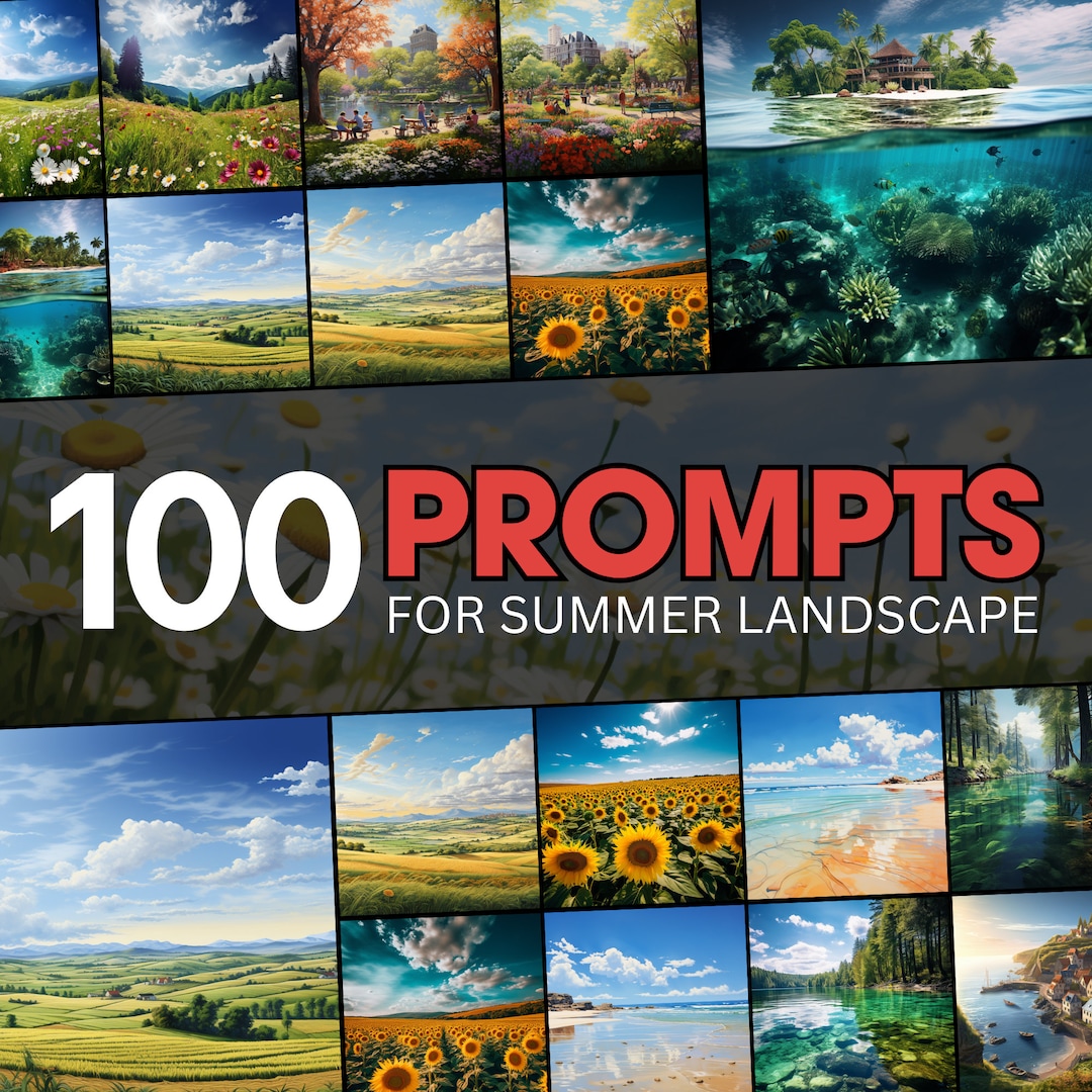 100 Prompts Summer Landscape, Summer Wall Art, Landscape Wall Decor, Ai ...