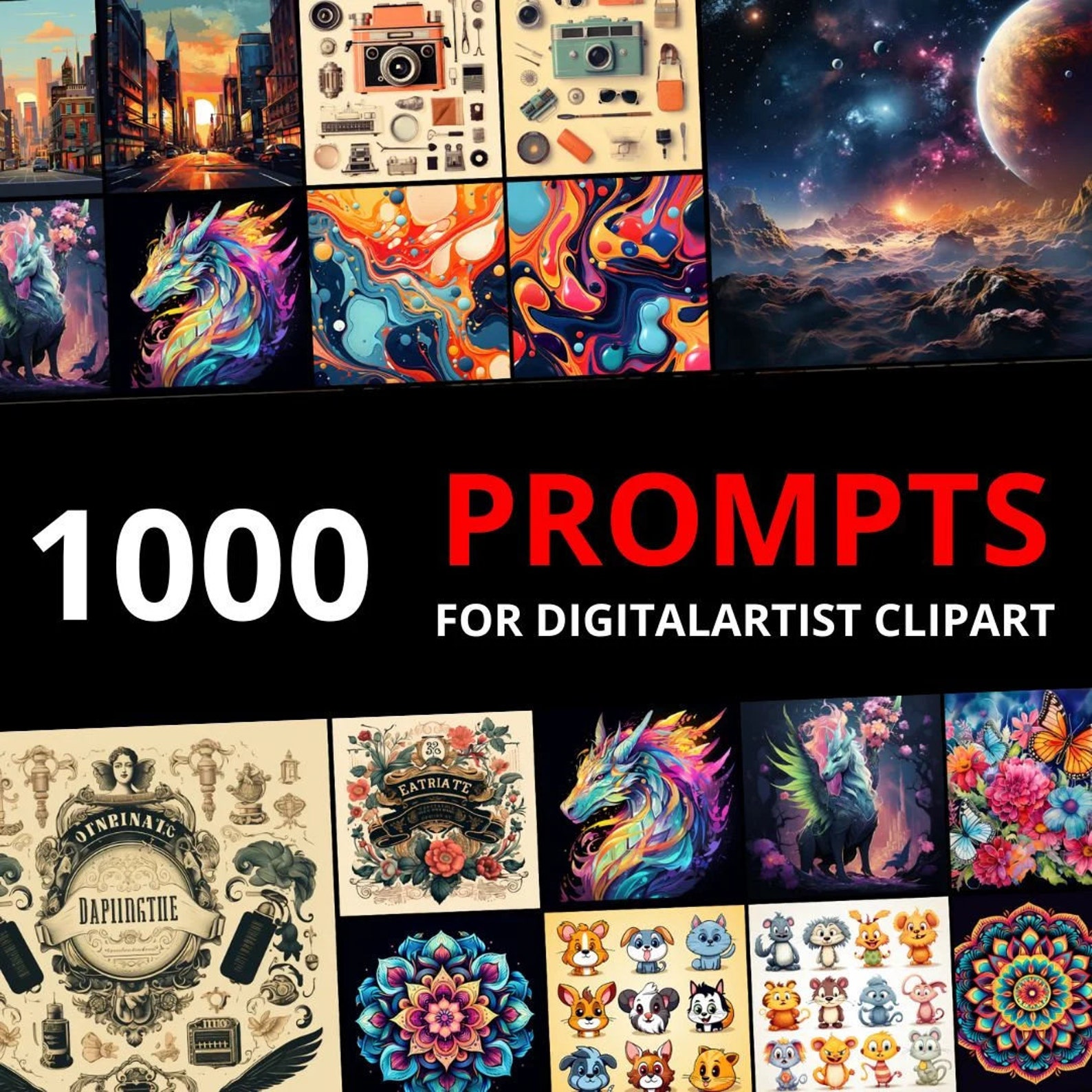 1000 Prompts Digital Art Clipart, Watercolor Beautiful Digitalartsi ...